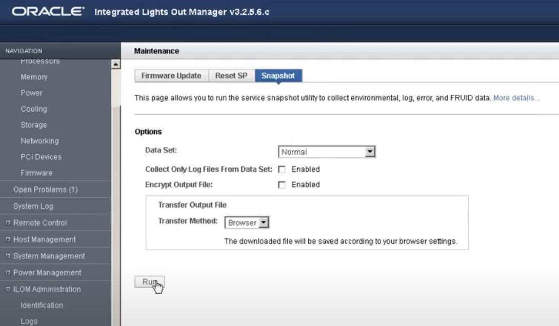 How To Take An Oracle Ilom Snapshot Using Gui Web Interface Thegeekshub